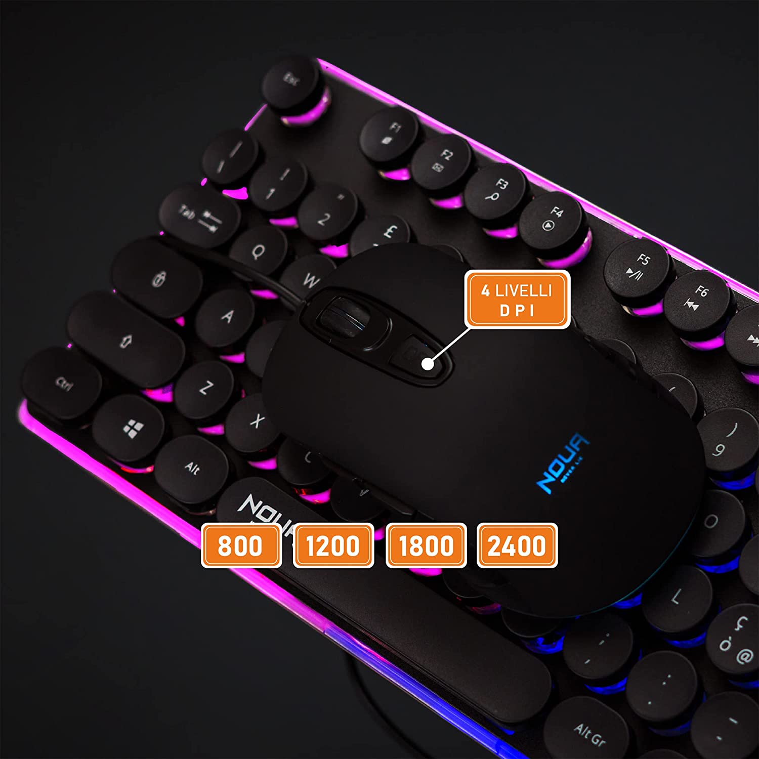 Kit Gaming Noua Venus Tastiera Retroilluminata + Mouse 2400 DPI ...